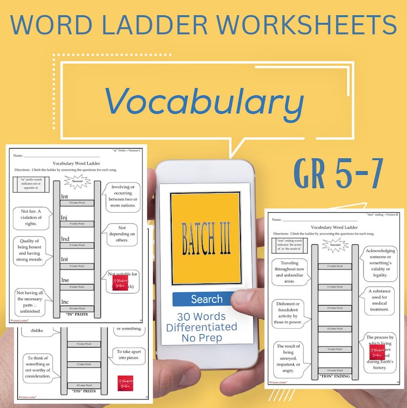 Vocabulary Word Ladders Upper Elementary | No Prep - Etsy