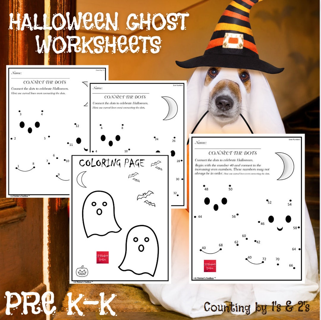 Halloween Counting Numbers Worksheets - Connect the Dots Ghosts - Etsy