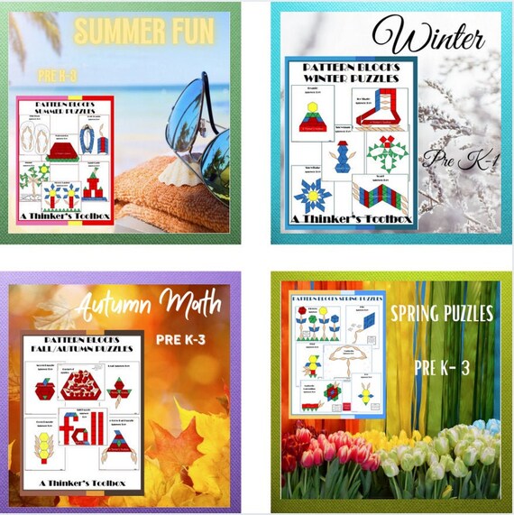 Seasonal Pattern Block Mat Printables & Worksheets BUNDLE - Etsy