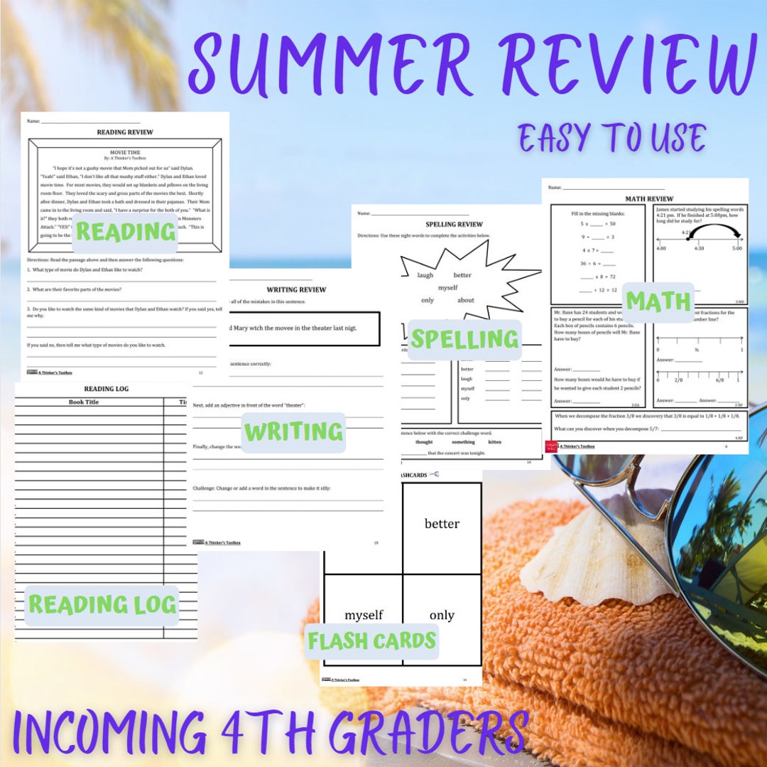 Easy-to-use Printable Worksheets - Incoming 4th Graders - Etsy