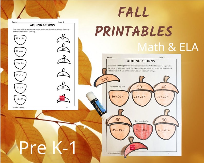 Autumn Math & ELA Worksheets - Etsy