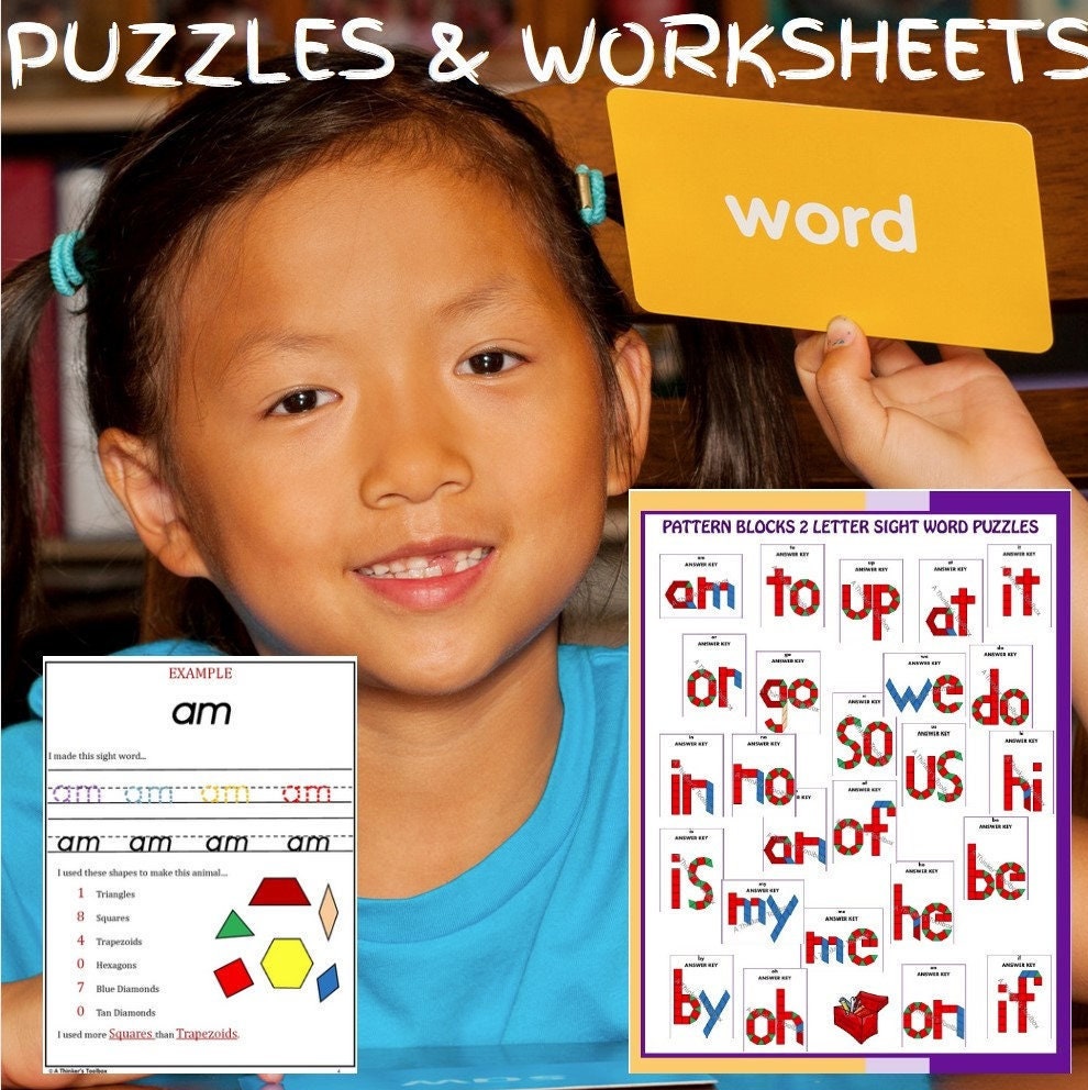 114 PAGES 2 Letter Sight Word Pattern Block Mat Printables AND ...