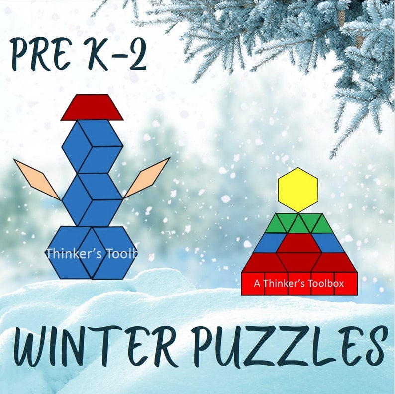 Winter Pattern Block Puzzles & Worksheets - Etsy