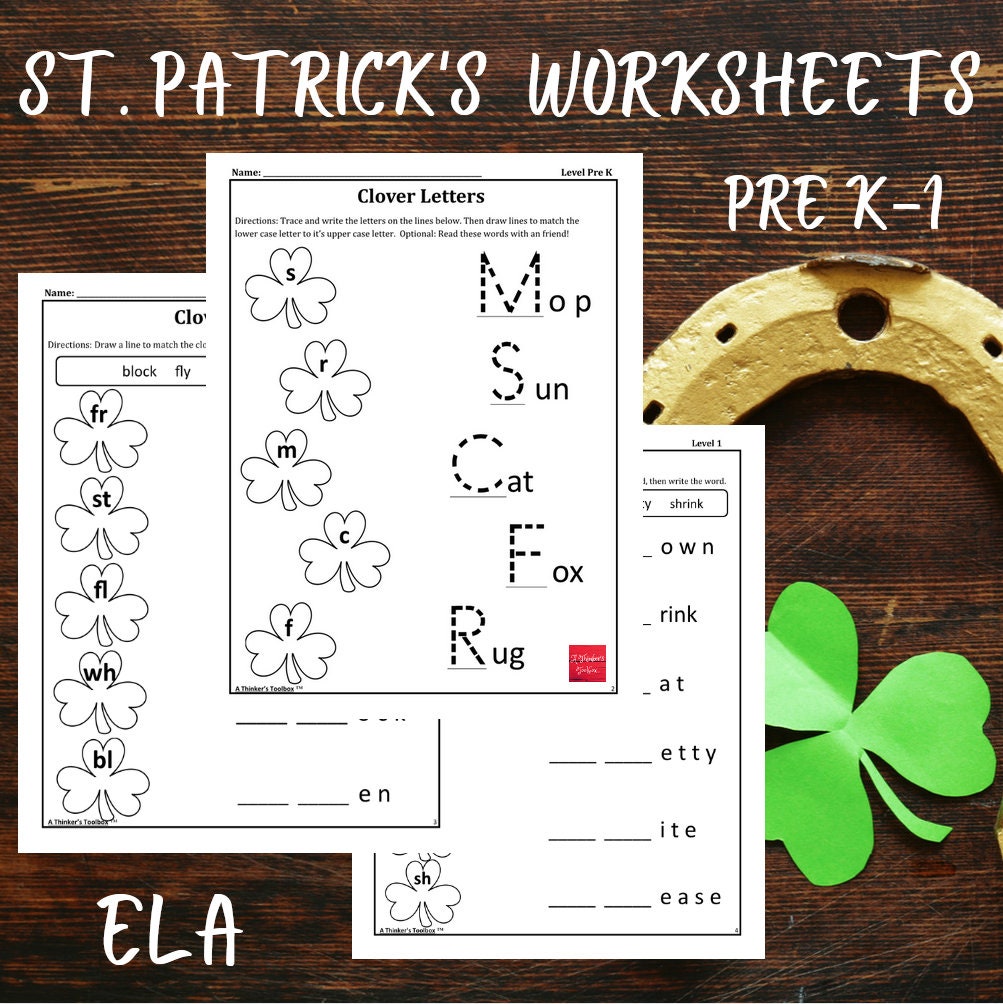 St. Patrick's ELA & Math No Prep Worksheets - Etsy