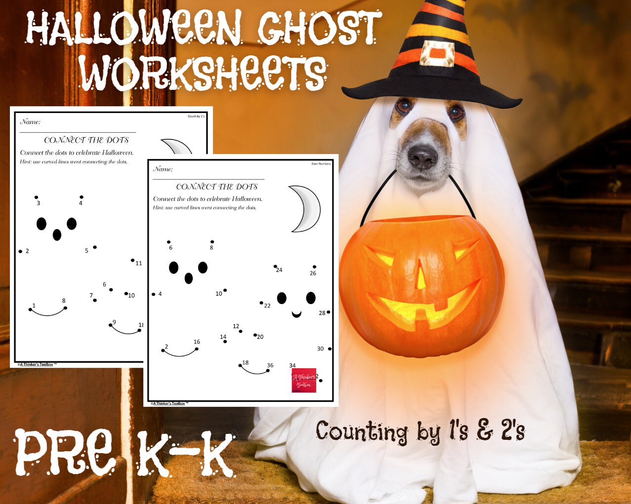 Halloween Counting Numbers Worksheets - Connect the Dots Ghosts - Etsy