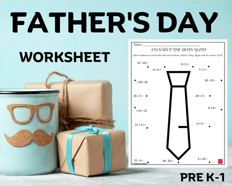 Father's Day Math Worksheet and Coloring Page - Etsy