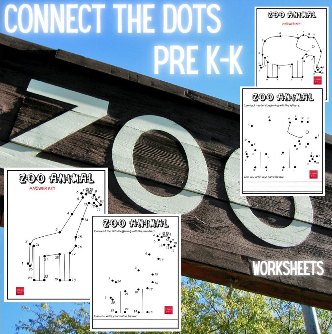 Zoo Animals ELA & Math Worksheets - Connect the Dots - Etsy