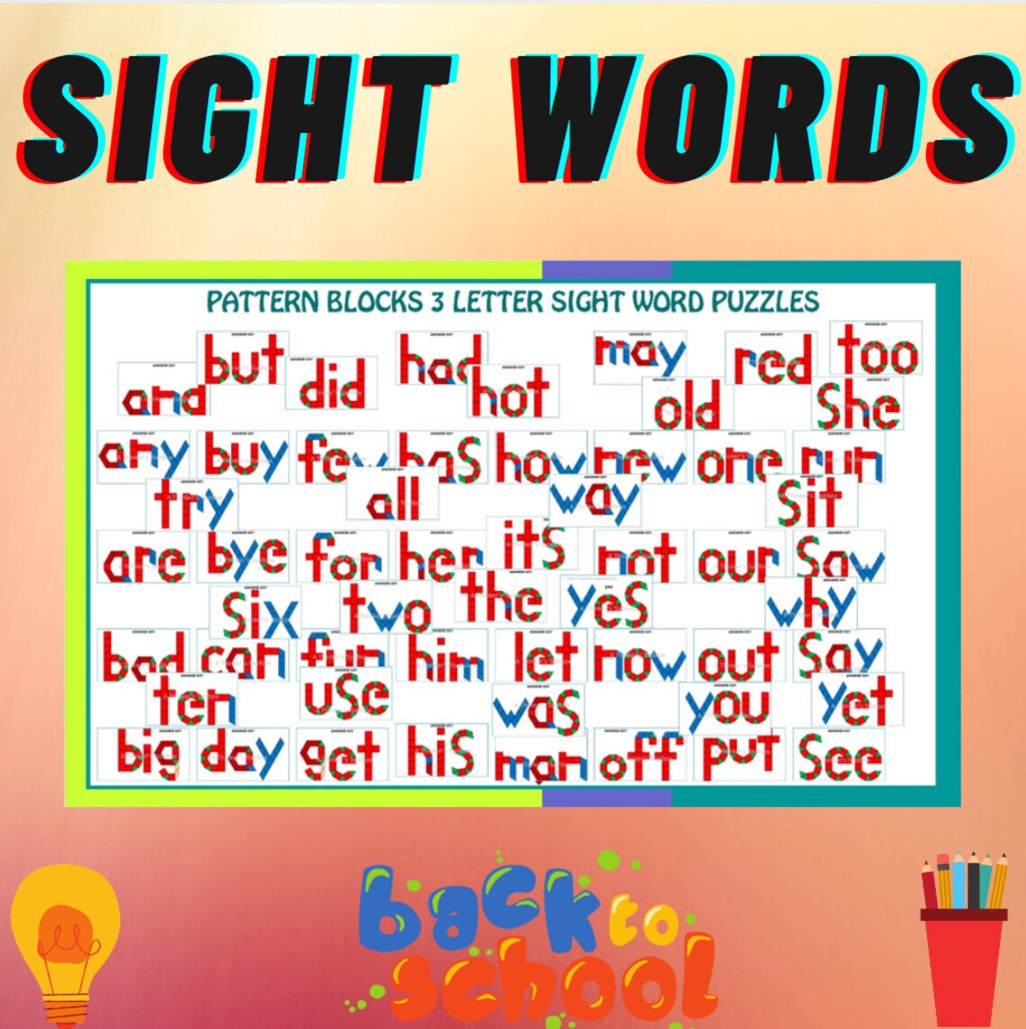 238 PAGES 3 Letter Sight Word Pattern Block Mat Printables AND ...