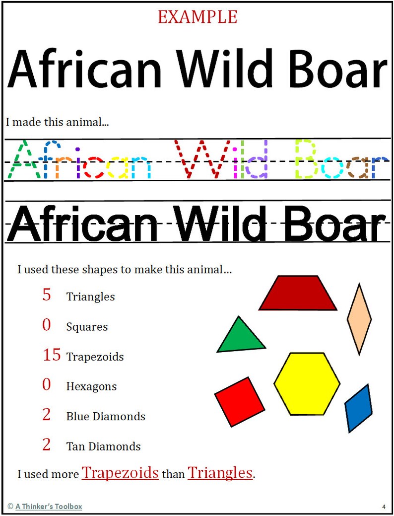 Animals Around the World Pattern Block Mat Printables & Worksheets - Etsy