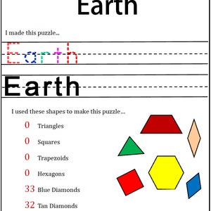 Earth Day Pattern Block Mat Printables & Worksheets - Etsy