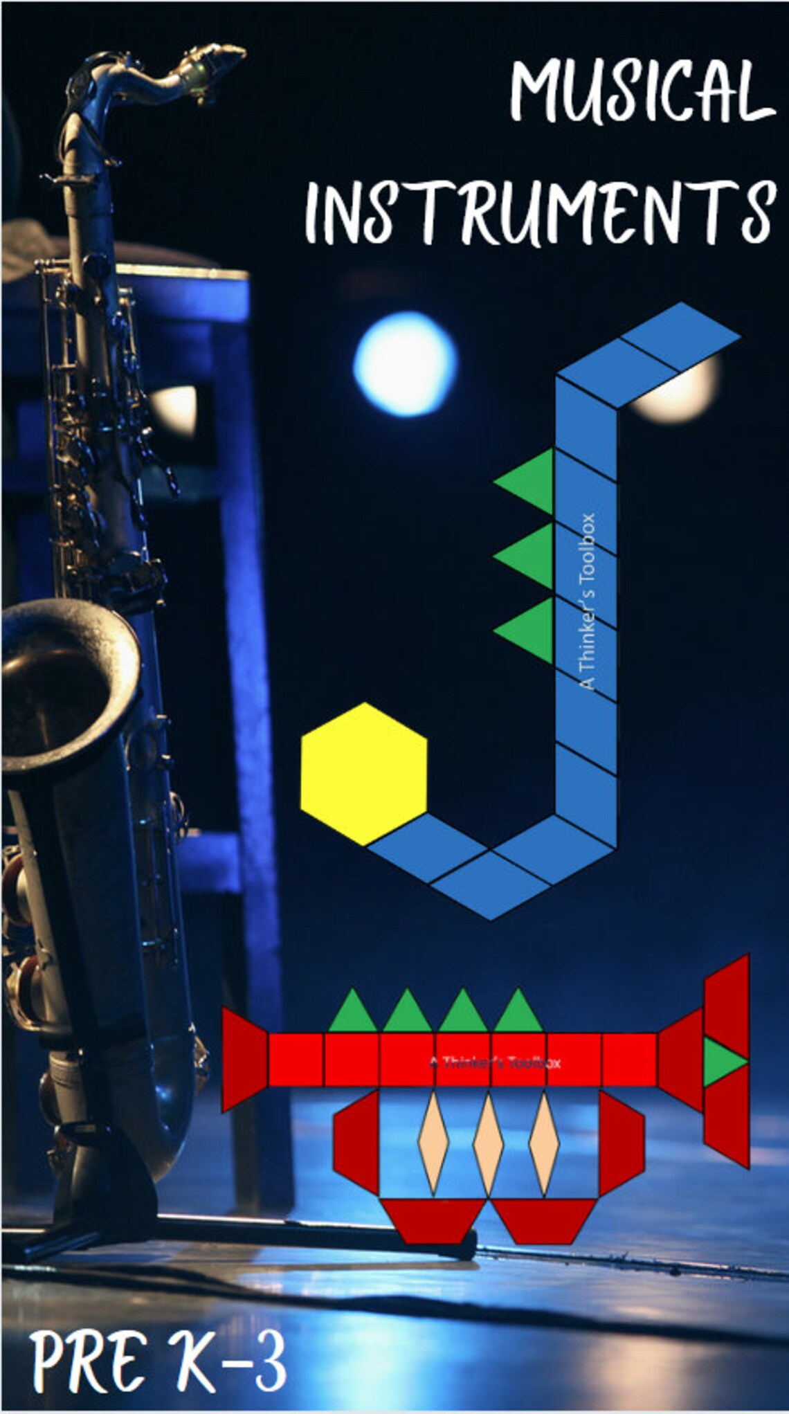 Musical Instruments Pattern Block Mat Printables & Worksheets - Etsy