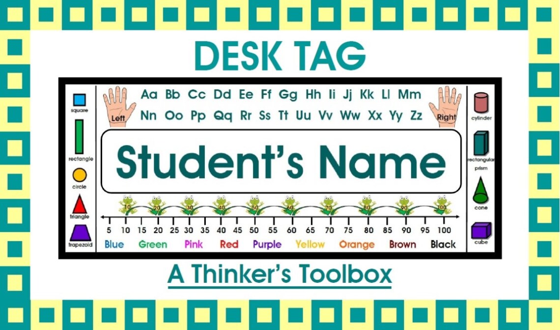 Desk Tag Plates Gr 1-2 Classroom Decor (you Type Your Student's Name ...