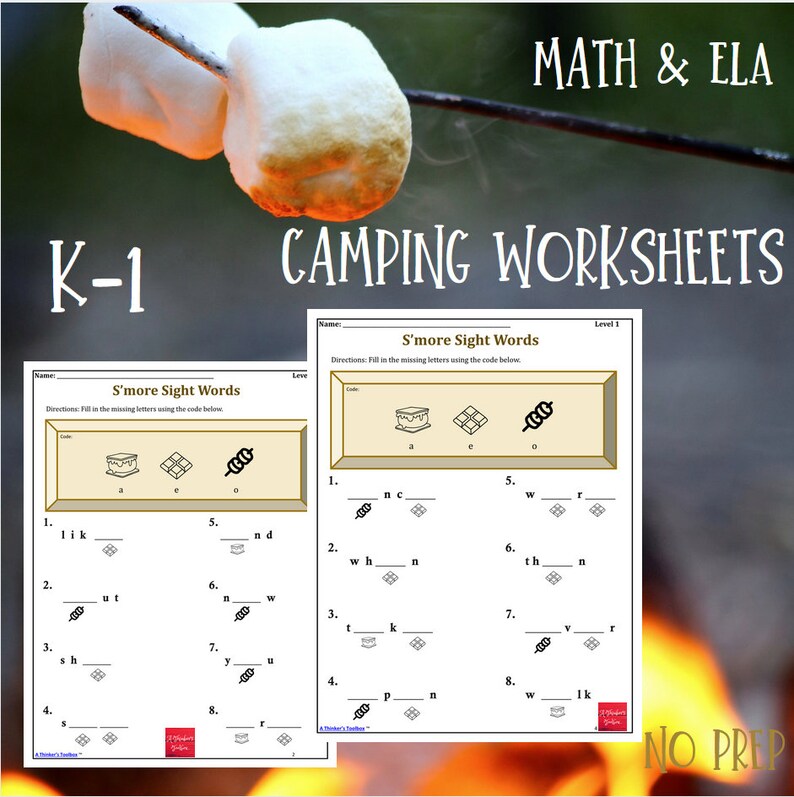 Camping Printable Worksheets | Grades K-1 - Etsy
