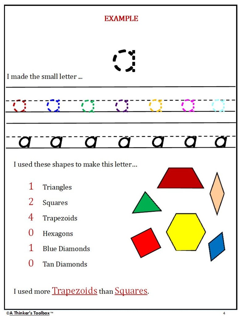Alphabet Lowercase Pattern Block Mat Printables & Worksheets - Etsy
