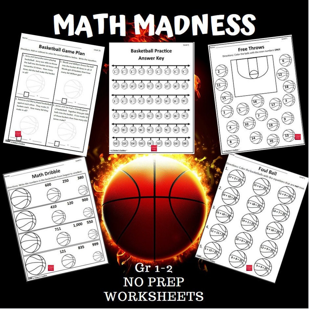 March Madness Basketball Math Worksheets - Etsy