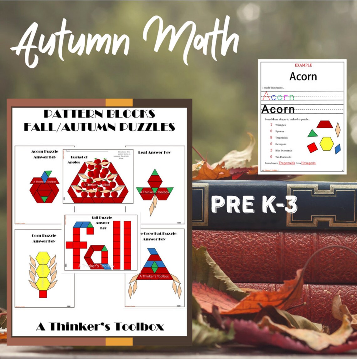 Autumn | Fall Pattern Block Mat Printables & Worksheets - Etsy