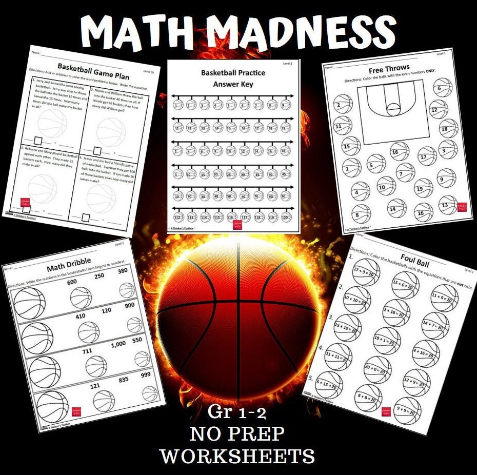 March Madness Basketball Math Worksheets - Etsy
