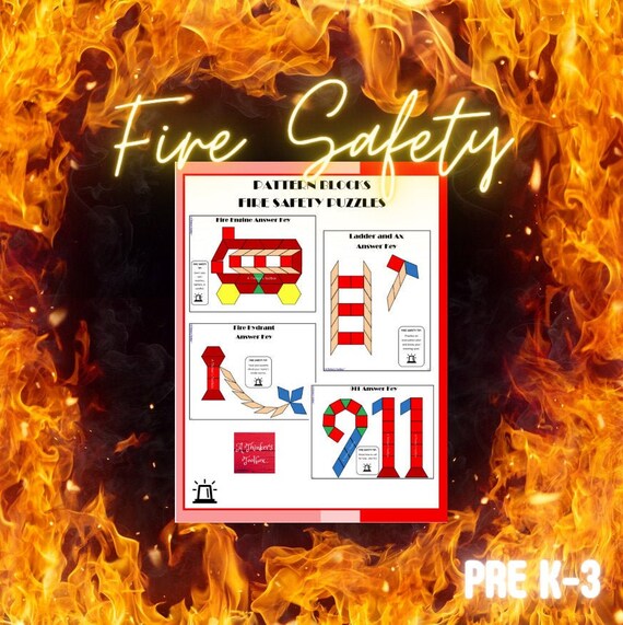 Fire Safety Pattern Block Mat Printables & Worksheets - Etsy