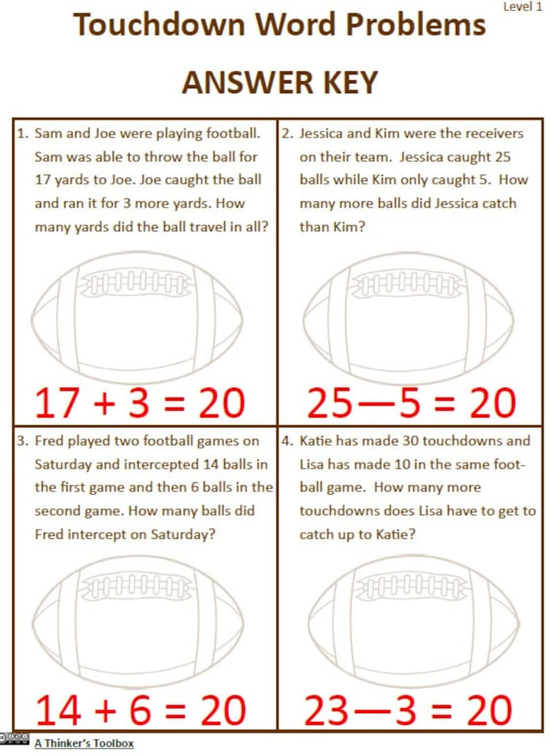 Super Football Math Worksheets | NO PREP - Etsy