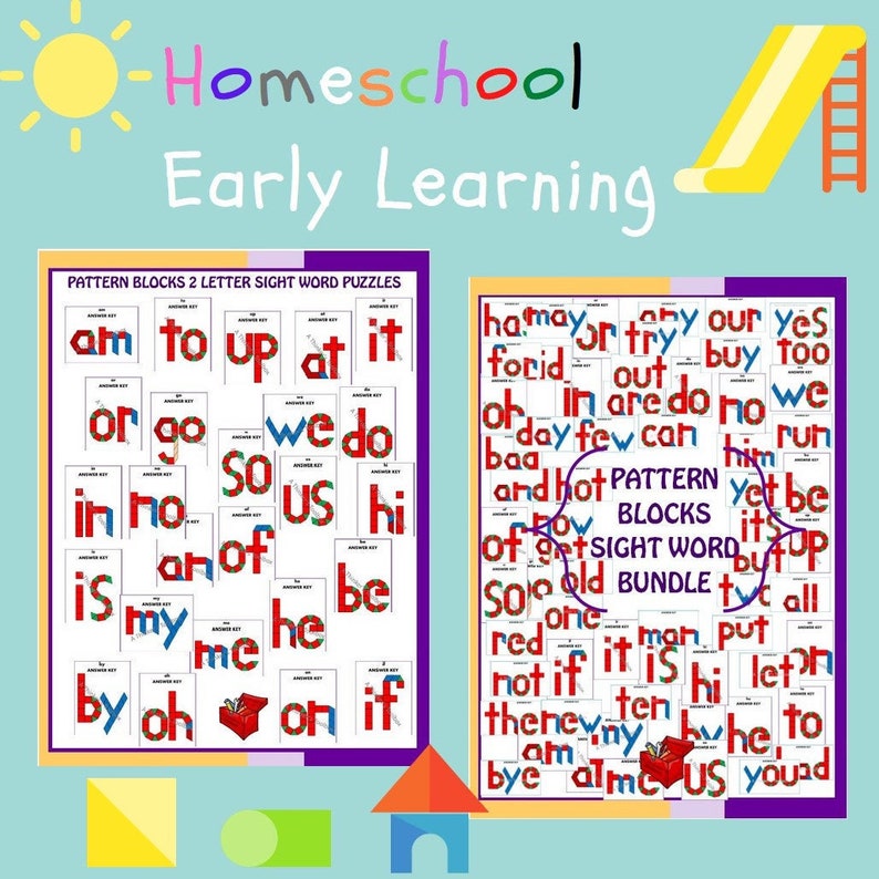 352 PAGES Sight Word Pattern Block Mat Printables AND - Etsy