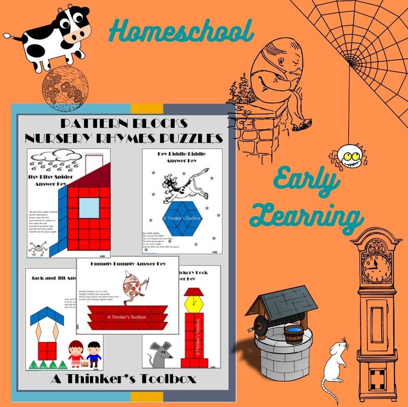 Nursery Rhymes Pattern Block Mat Printables & Worksheets - Etsy