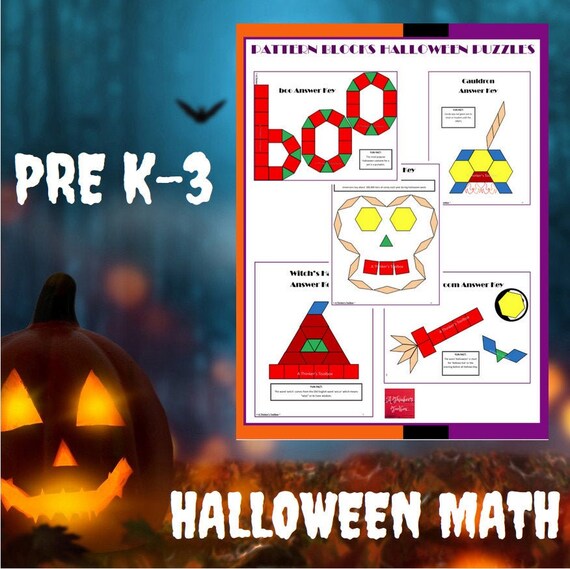 Halloween Pattern Block Mat Printables & Worksheets - Etsy
