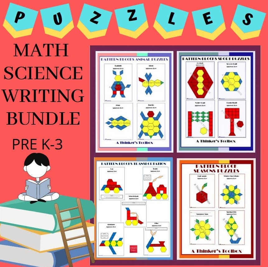 Pattern Blocks Mat Printables & Worksheets BUNDLE - Etsy