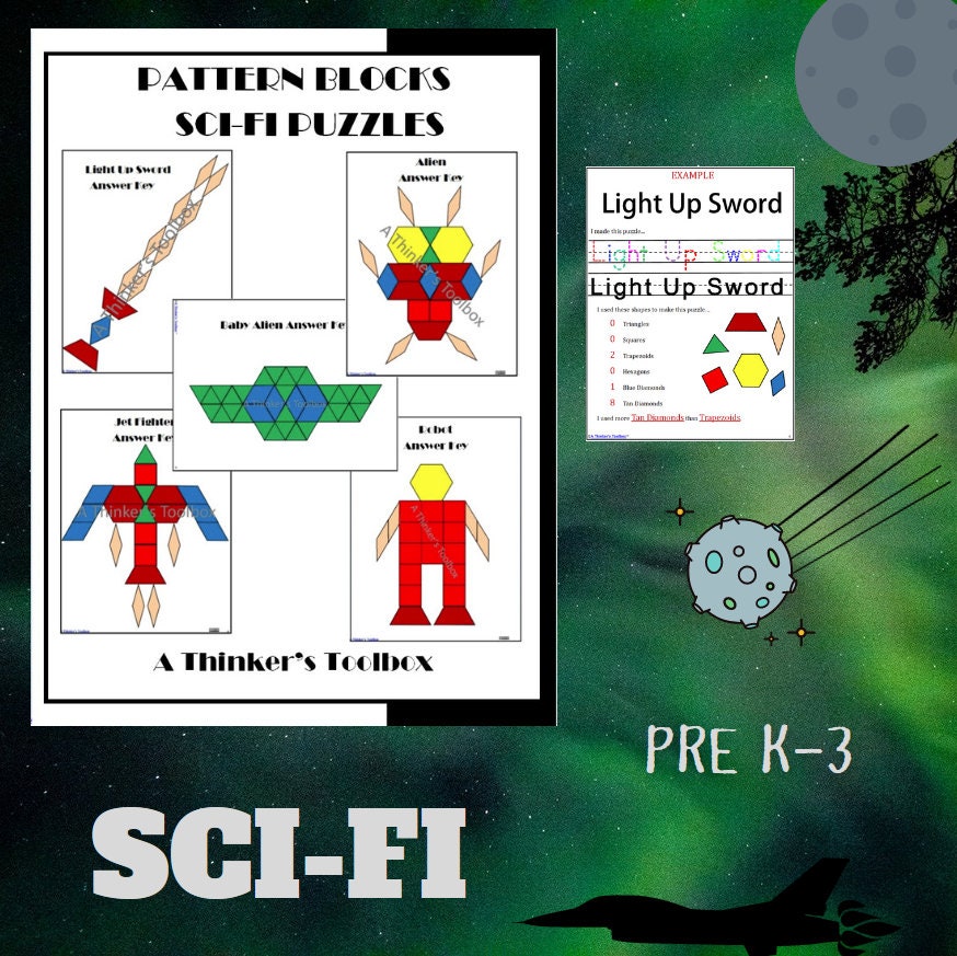 Sci-fi Pattern Block Mat Printables & Worksheets - Etsy