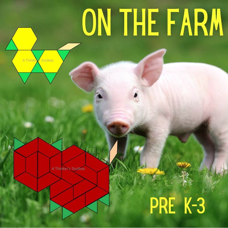 Farm Pattern Block Mat Printables & Worksheets - Etsy