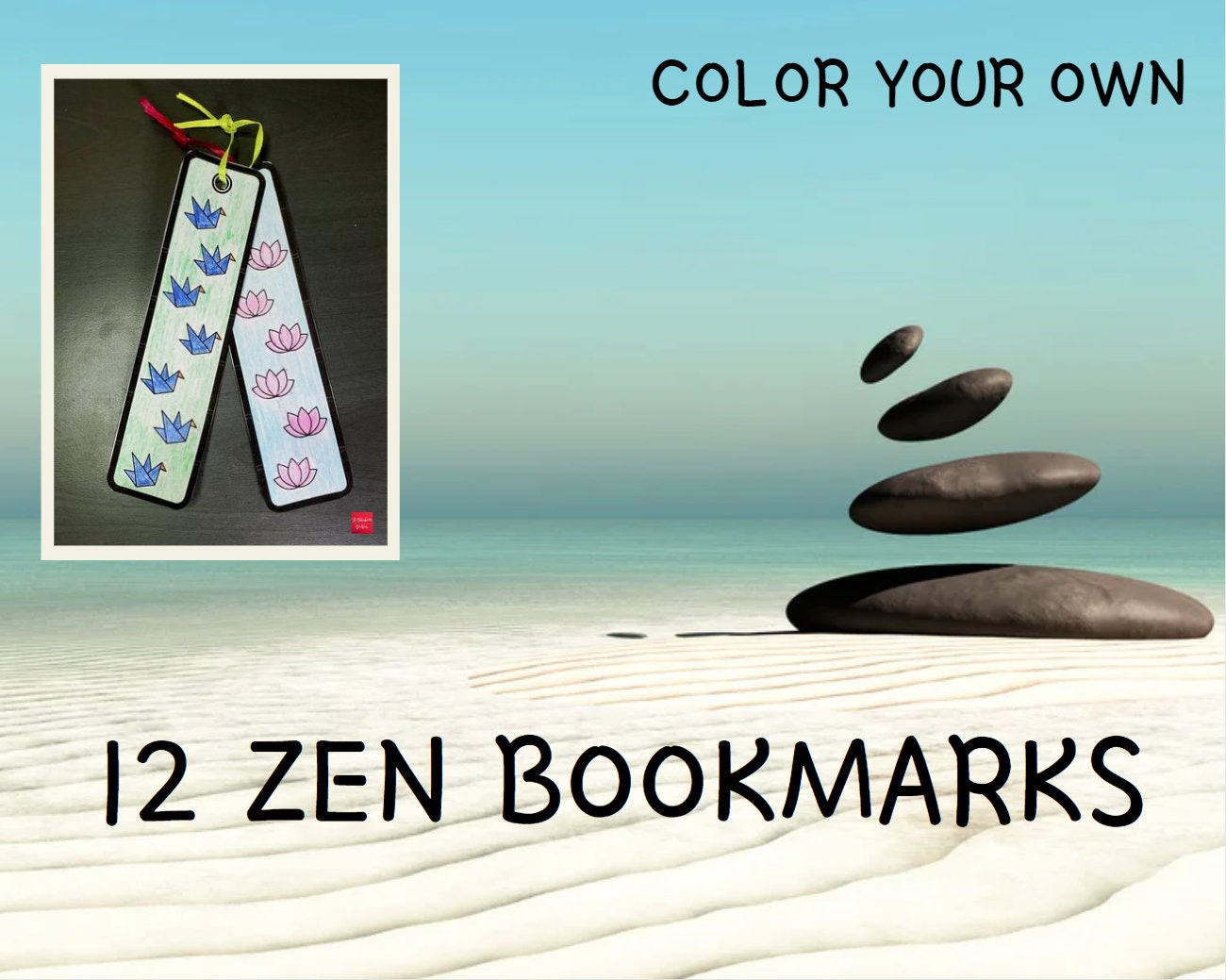 12 Color Your Own Bookmarks | Zen - Etsy