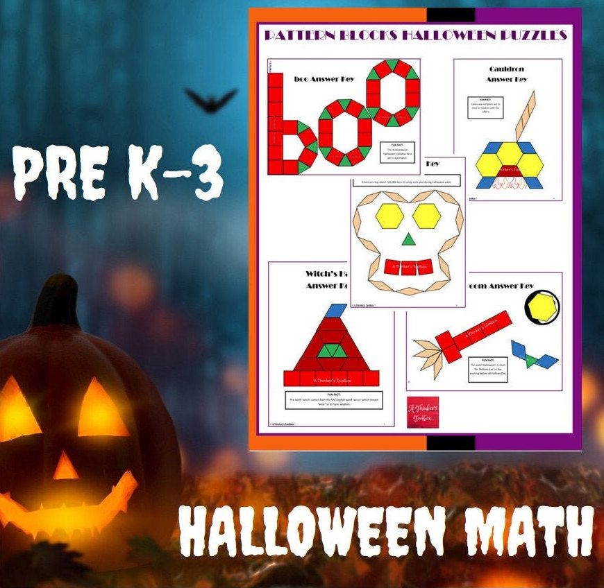 Halloween Pattern Block Mat Printables & Worksheets - Etsy