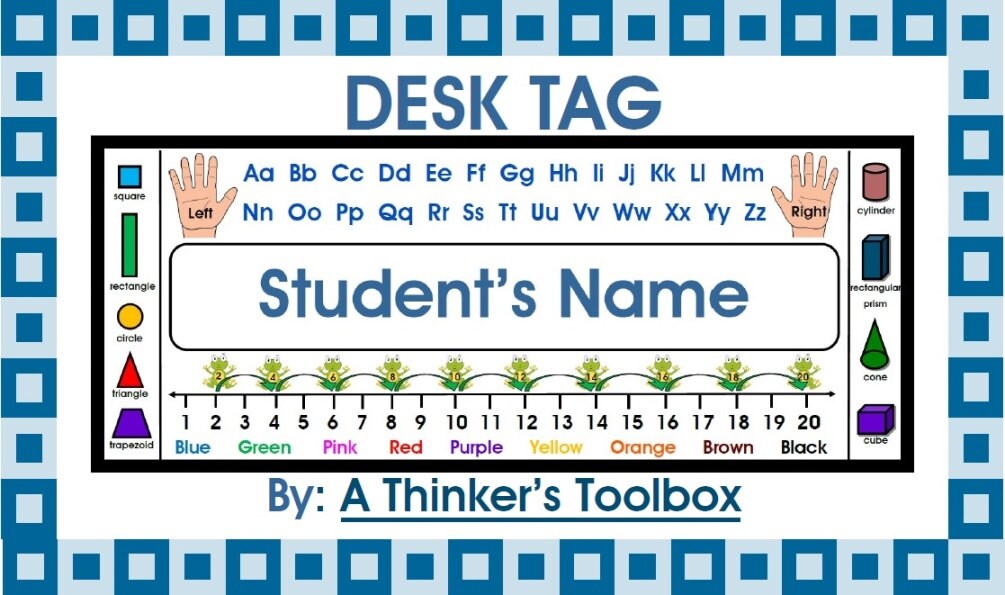 Desk Tag Plates Gr K-1 Classroom Decor (you Type Your Student's Name ...