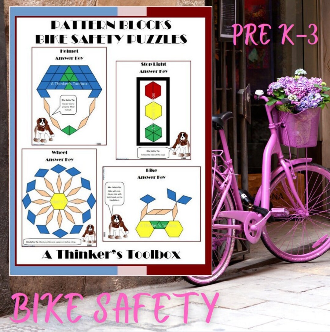 Bike Safety Pattern Block Mat Printables & Worksheets - Etsy