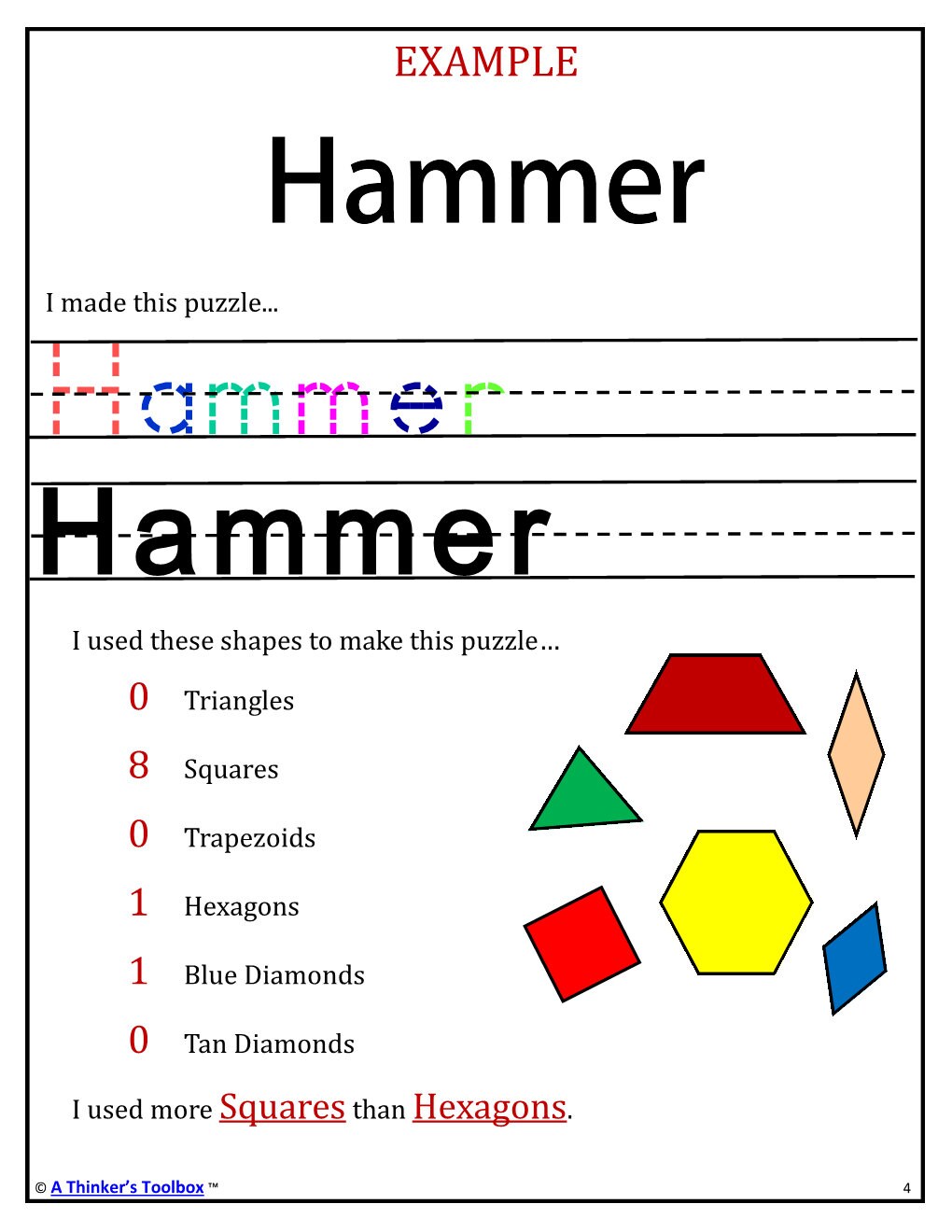Father's Day Tools Pattern Block Mat Printables & Worksheets - Etsy