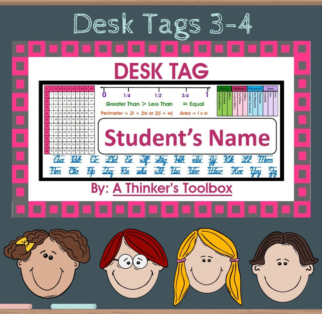Desk Tag Plates Gr 3-4 Classroom Decor (you Type Your Student's Name ...