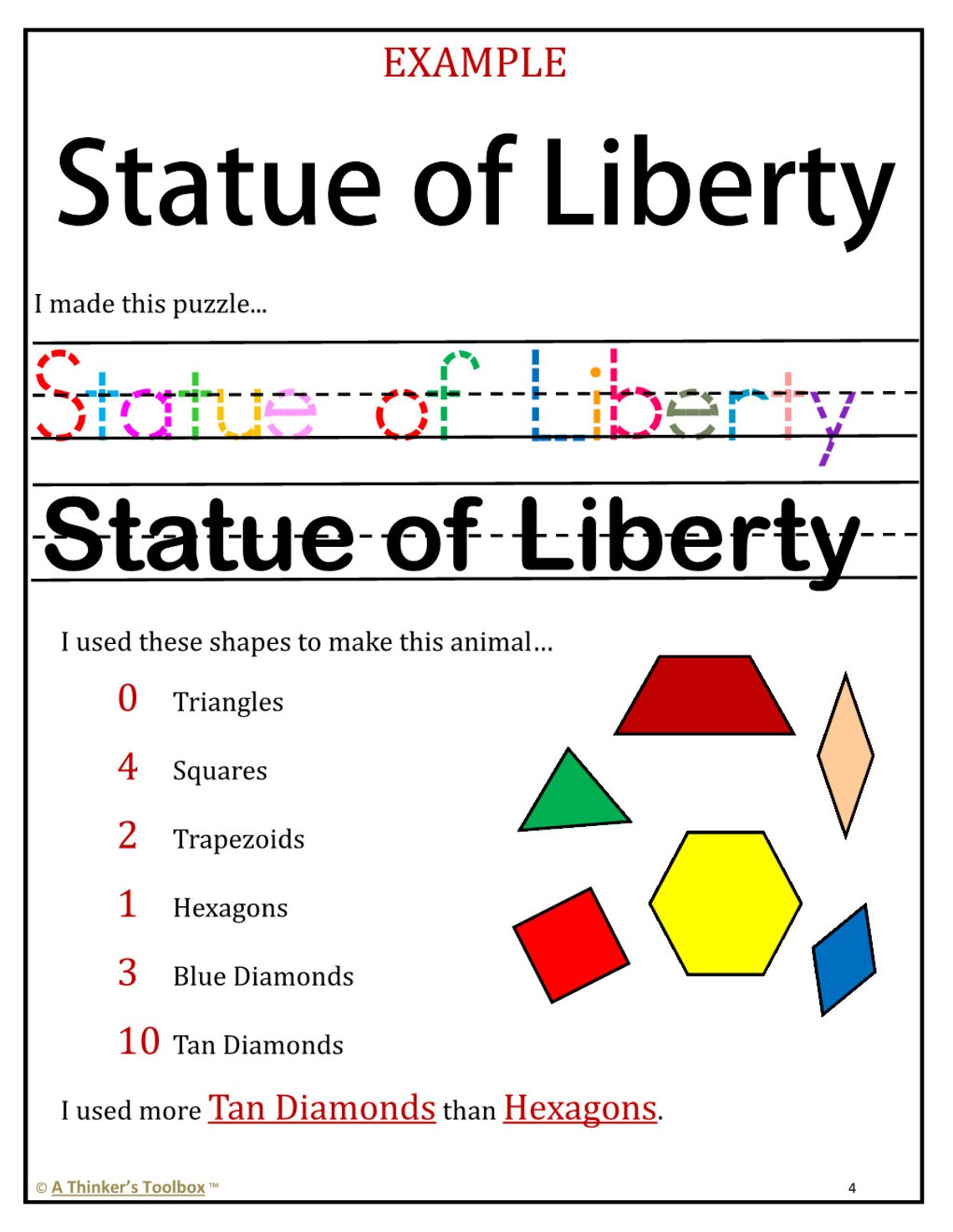 Historical Landmarks Pattern Block Mat Printables & Worksheets - Etsy