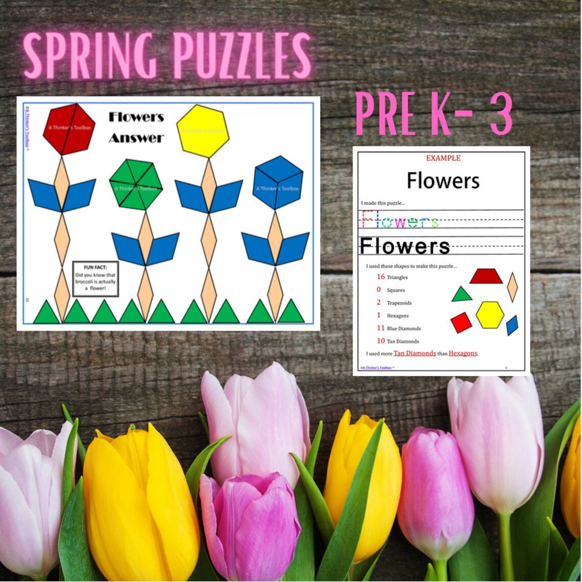 Spring Season Pattern Block Mat Printables & Worksheets - Etsy