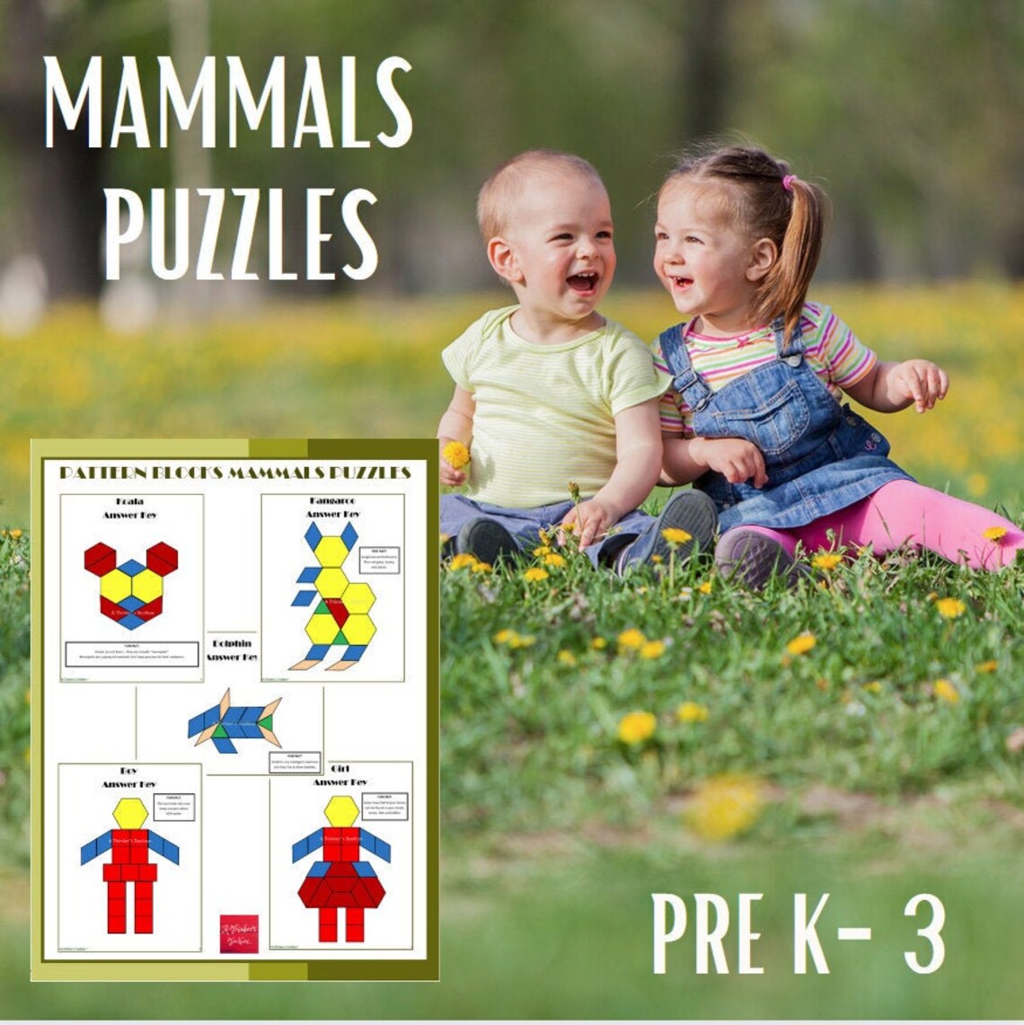 Mammals Pattern Block Mat Printables & Worksheets - Etsy