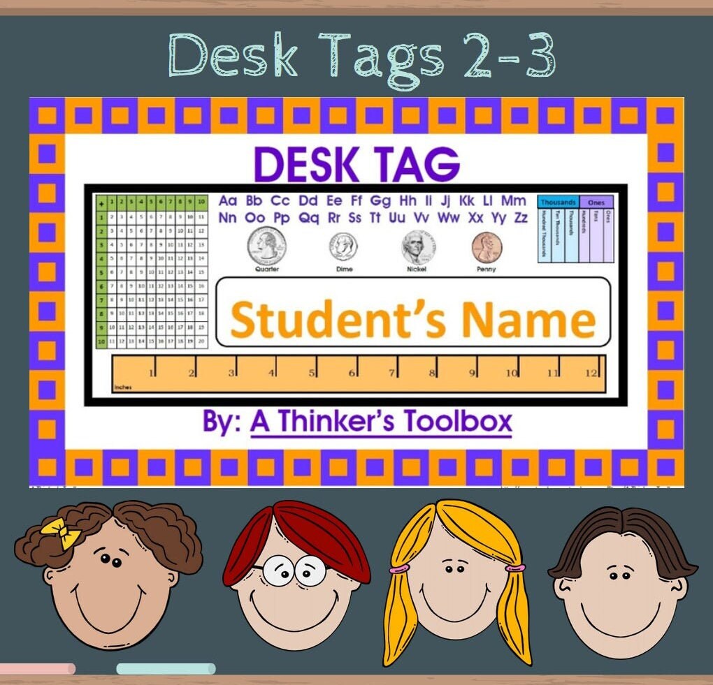 Desk Tag Plates Gr 2-3 Classroom Decor (you Type Your Student's Name ...