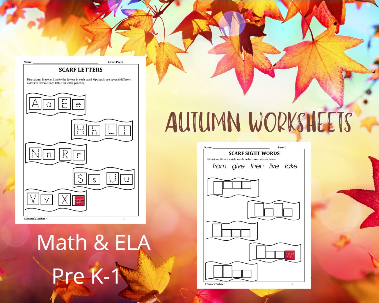 Autumn Math & ELA Worksheets - Etsy