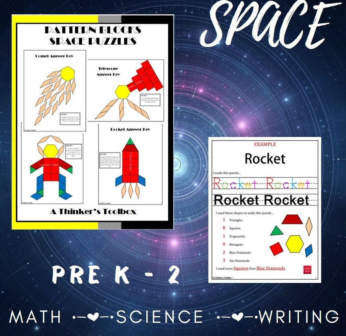 Space Pattern Block Mat Printables & Worksheets - Etsy