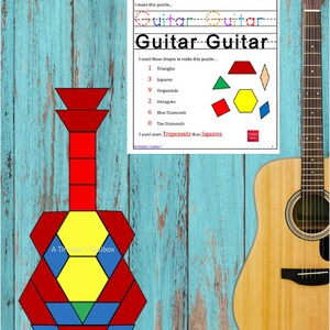 Musical Instruments Pattern Block Mat Printables & Worksheets - Etsy