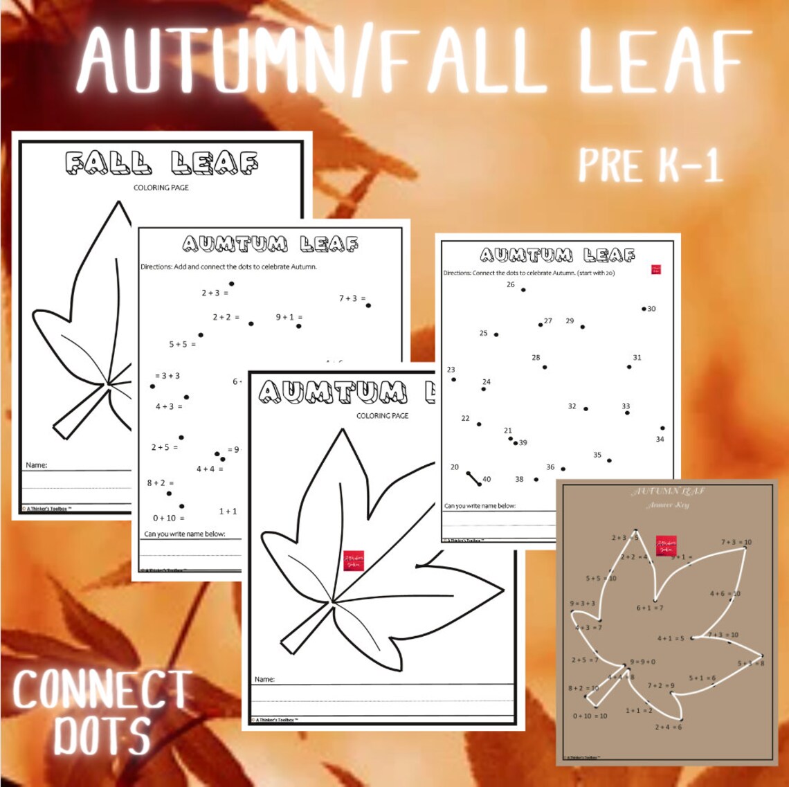 Autumn Leaf Math Worksheets Fall Season - Etsy