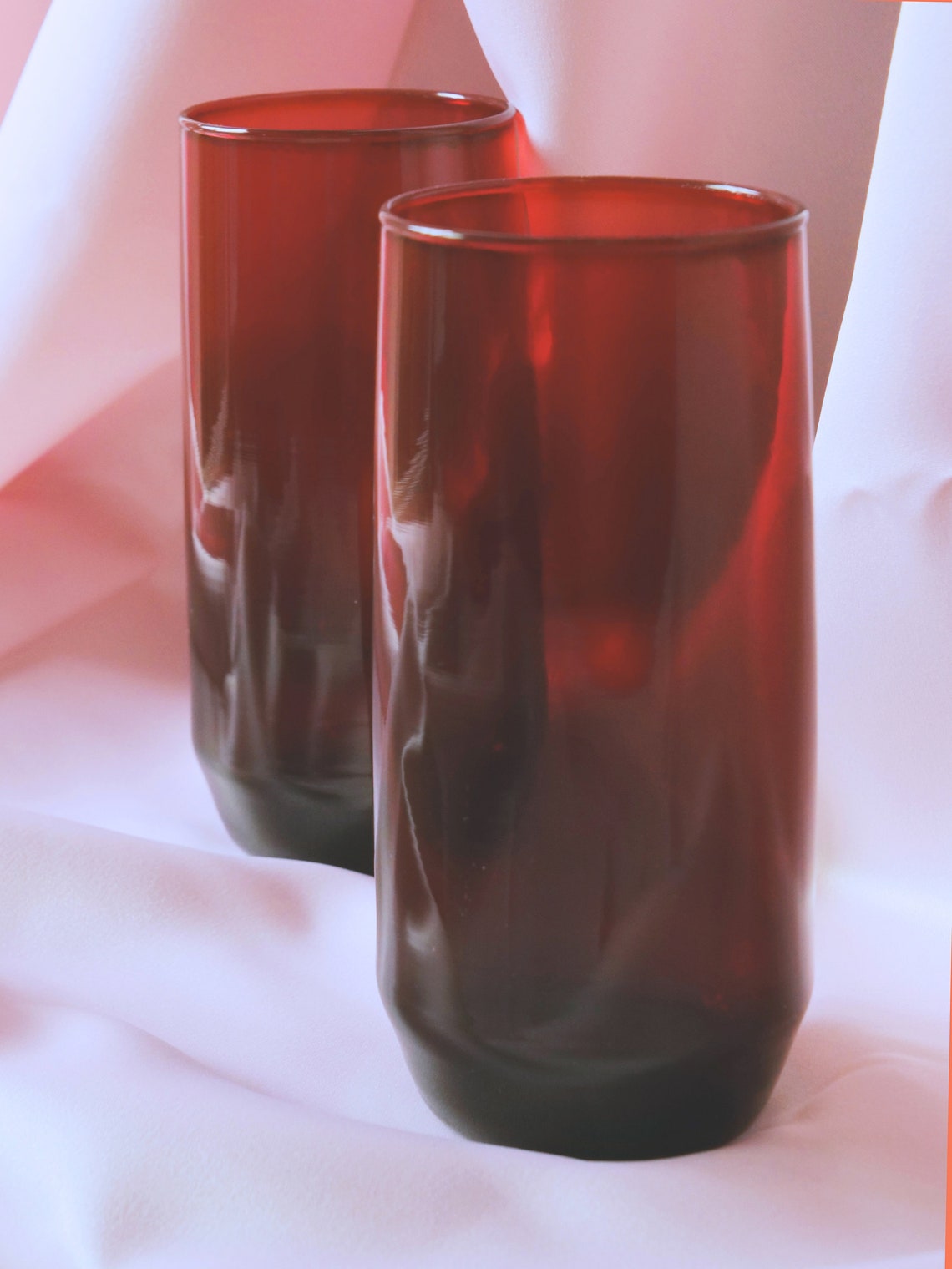 Pair Of Red Drinking Glasses Etsy