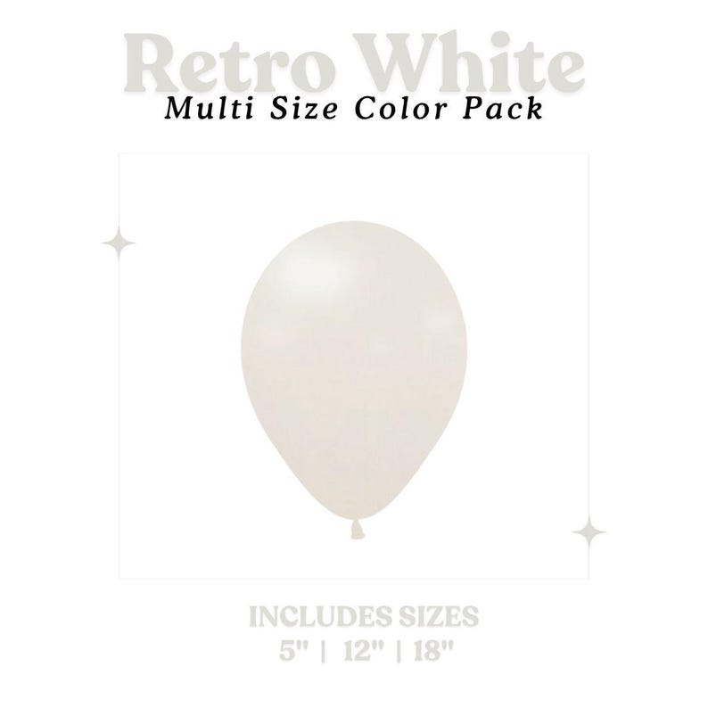 Retro White Balloons – 5”, 12”, 18” Pack - Etsy