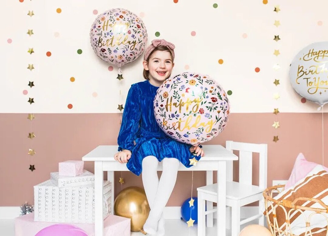 Boho Happy Birthday Balloon, Girl Flower Party, Kids Decorations ...