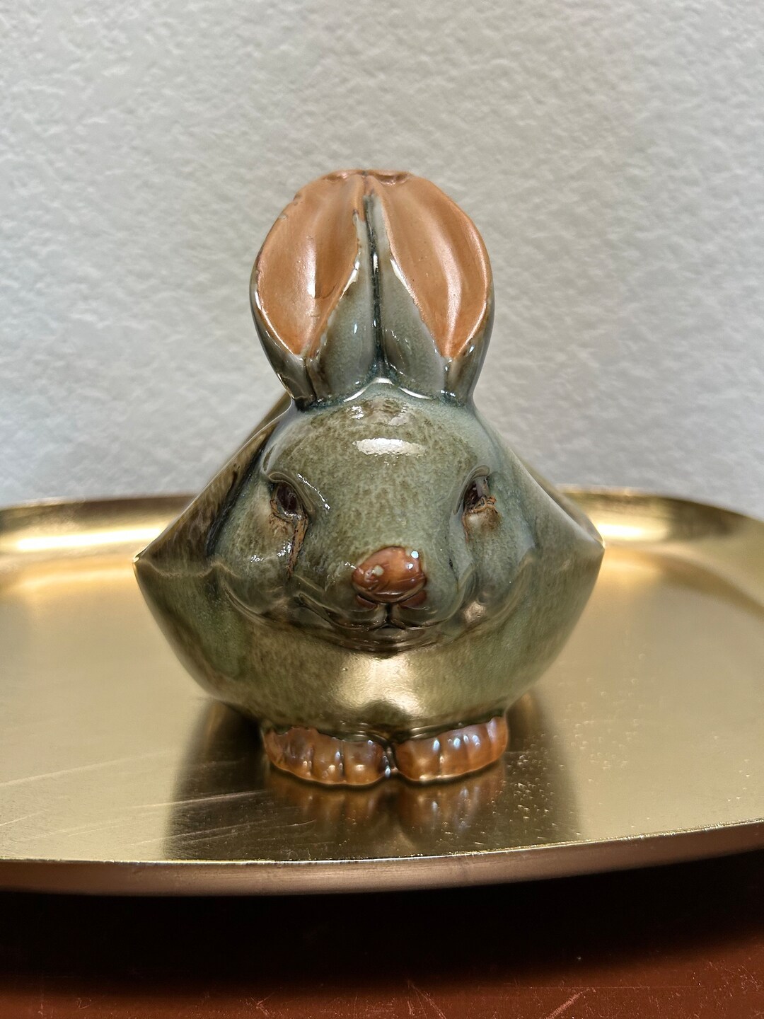 Olive Green Pottery Rabbit Basket/planter - Etsy
