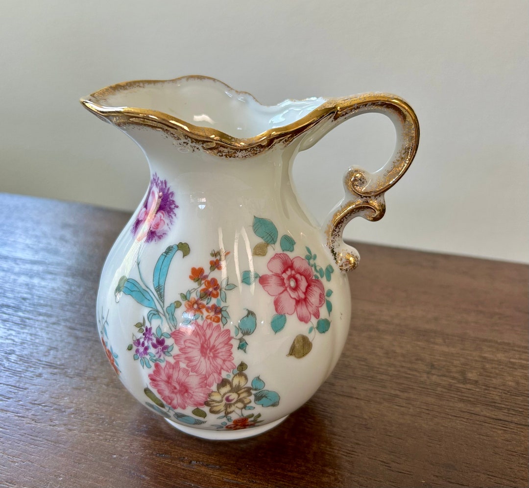 Vintage Miniature Gold Trimmed Floral Pitcher. Hand Painted - Royal ...