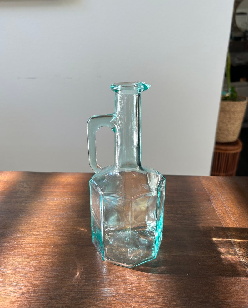 Vintage Clear Turquoise Glass Bottle. Made in Italy - Etsy