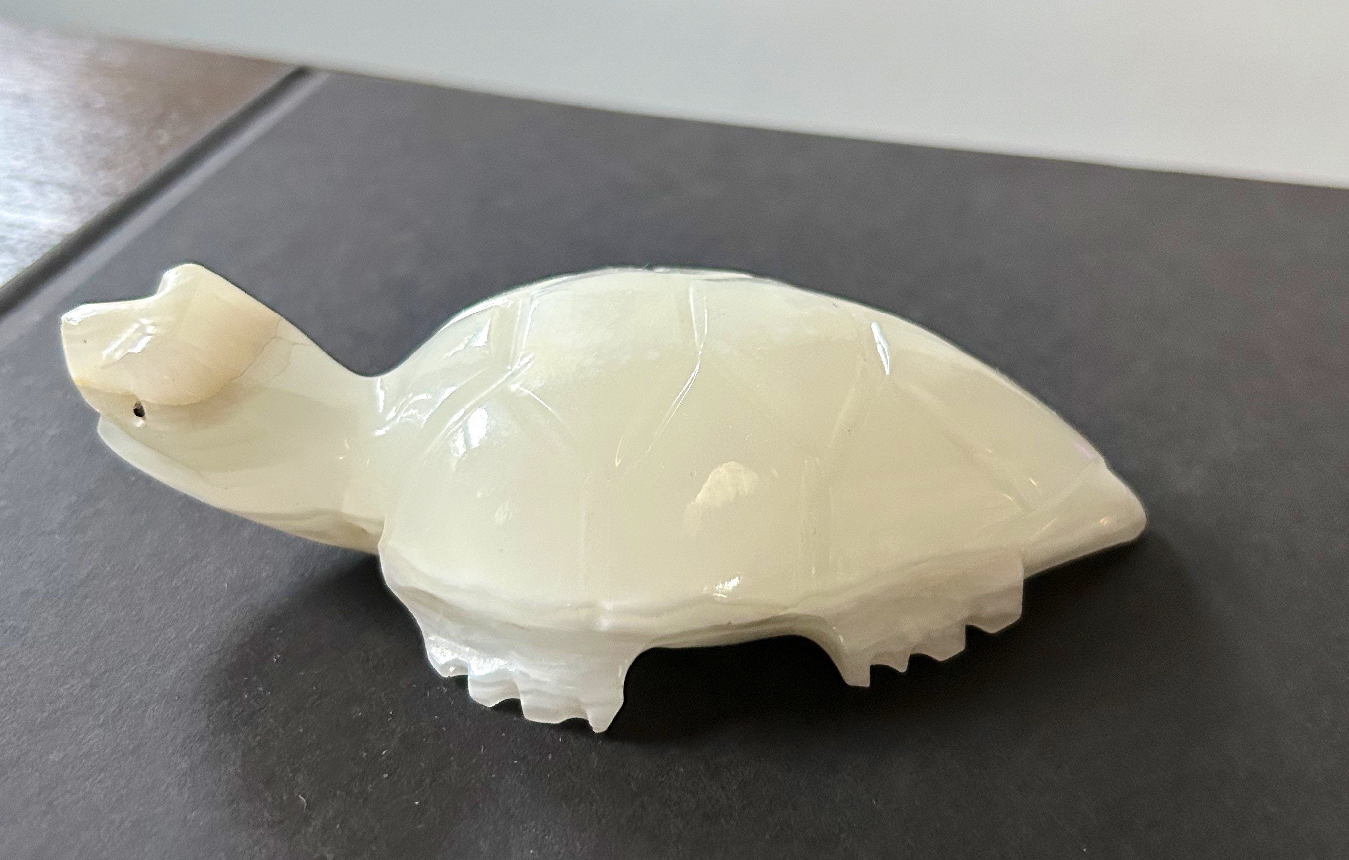 Carved Stone White Turtle - Etsy